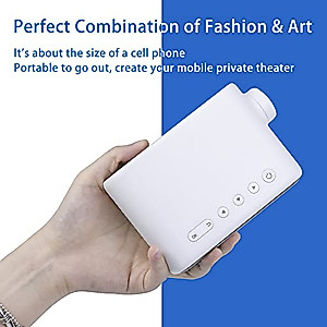 JIEFOCH Mini Projector Supported 1080P Full HD Movie Portable Outdoor Projector Video Projector for Laptop TV-Box, Compatible with HDMI USB Audio AV Interfaces and Remote Control(White)