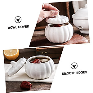 Luxshiny 2 pcs for Dessert Kitchen Design Microwave Dishwasher Porcelain Lids Elegant Shape Small Trinket Salad Dishes Tableware Sugar White Storage Pumpkin Fashion Ceramics and Noddle