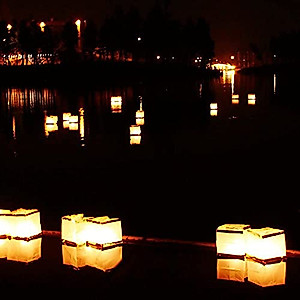 Paper Floating Lanterns with Candles Biodegradable for Wedding, Pool, Party, Praying, Chinese Wish Lanterns, Floating Lanterns for Lake or River, 10 Pack 5.9''