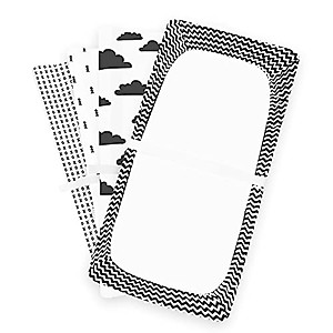 Changing Pad Cover – Premium Baby Changing Pad Covers 4 Pack – Boy or Girl Changing Pad Cover – Pure Jersey Machine Washable Black and White Changing Table Cover – Diaper Changing Pad Cover Sheets