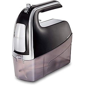 Hamilton Beach Power Deluxe 6-Speed Electric Hand Mixer with Snap-On Storage Case, QuickBurst, Beaters, Whisk, (62619E)) (Black/Metalic)
