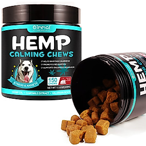 Bieyoc Calming Chews for Dogs 150PCS, Natural Ingredients Calming Treats for Dog Anxiety Relief, Hemp Calming Chews for Dogs Separation, Barking, Thunderstorms, Dog Calming Chews with Melatonin