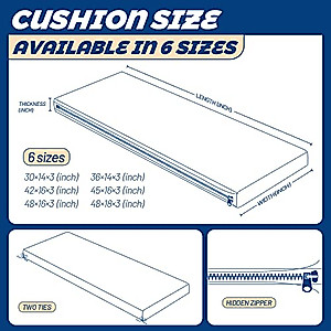 sutailocus Bench Cushion Double Piping Outdoor Bench Cushion,Custom Bench Cushions for Indoor/Outdoor Furniture, for Window/Piano/Porch Swing/Dining/Kitchen Bench (30x14x3, Indigo)