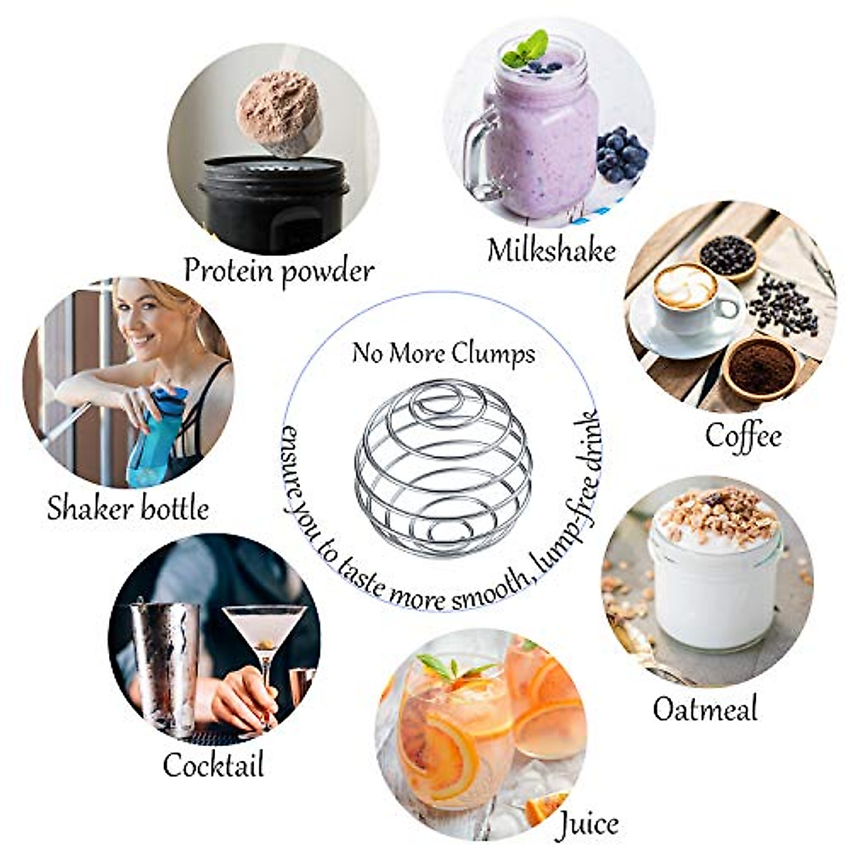 6 Pcs Shaker Balls Replacement Shaker Ball 2 Sizes Shaker Bottle Balls Stainless Steel Ball for Mixing Protein, Drinking