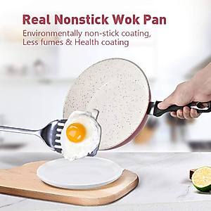 KOCH SYSTEME CS 10 Inch Nonstick Frying Pan, Pink Egg Pan with Lid, Nonstick Omelet Pan Skillet for all Stove Tops Include Induction Cooker, small wok with Heat Resistant Handle, APEO & PFOA-Free,Pink