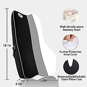 Newgam Lumbar Support Pillow,Pure Memory Foam Back Cushion Orthopedic Backrest with Breathable 3D Mesh for Car Seat,Office Chair,Computer Chair,Wheelchair and Recliner.Ergonomic Design (Grey Edge)