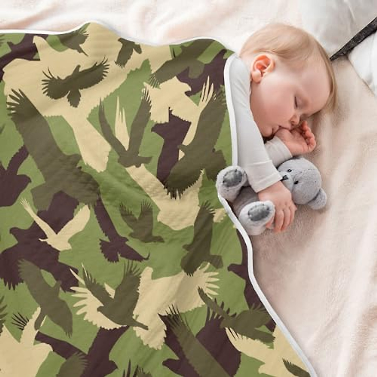 Kigai Camouflage Birds Baby Blanket for Boys Girls, Swaddle Blankets Soft Cozy Nursery Receiving Blankets Travel Blanket Throw Blankets for Toddler Newborn, 30 x 40 Inch