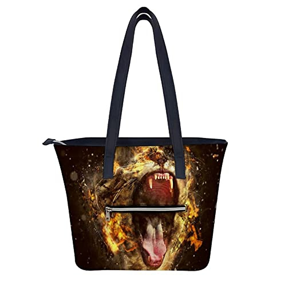Lion King of Beasts Women's Tote Bag PU Leather Shoulder Bag Handbags Purse For Work Shopping Travel