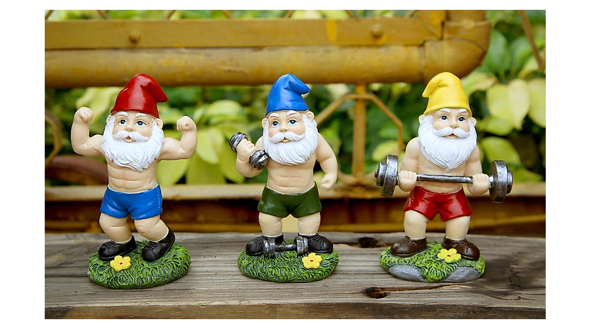 Funny Workout Garden Gnomes Set - Durable Outdoor & Indoor Decor