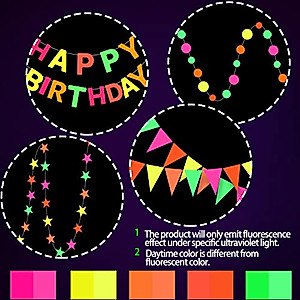 105Ft Glow in the Dark Party Supplies Neon Party Supplies Neon Streamers Paper Garland Hanging Decor Black Light Party Kit for Birthday Wedding