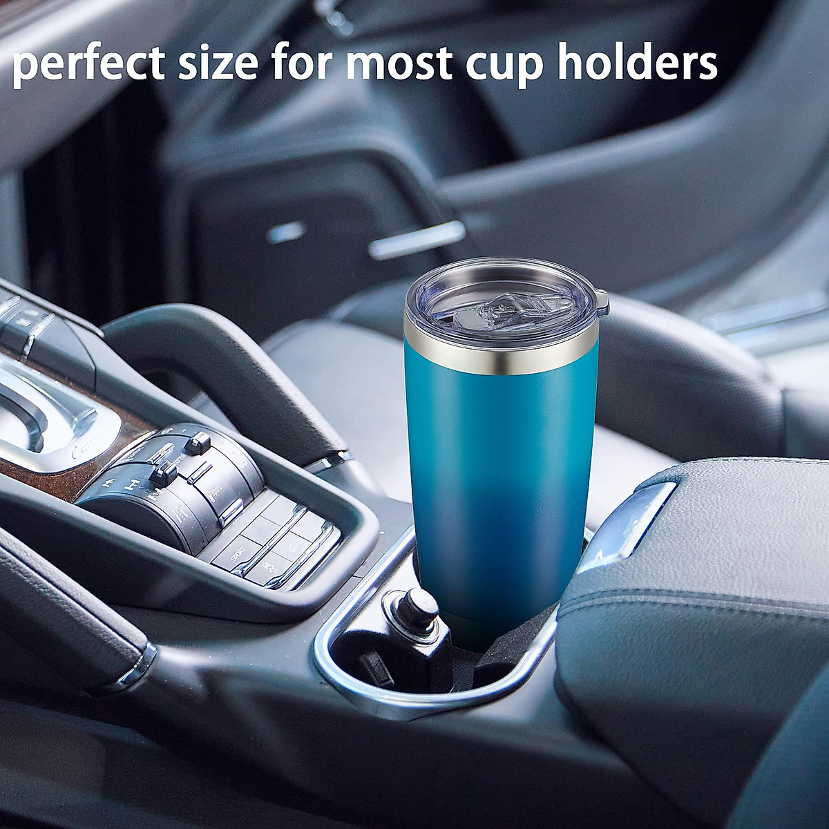 COMOOO 20oz Tumbler with Straw Stainless Steel Insulated Coffee Tumbler Cups Double Wall Vacuum Travel Coffee Mug with Splash Proof Sliding Lid for Hot Cold Drinks (Dark Night, 1 Pack)