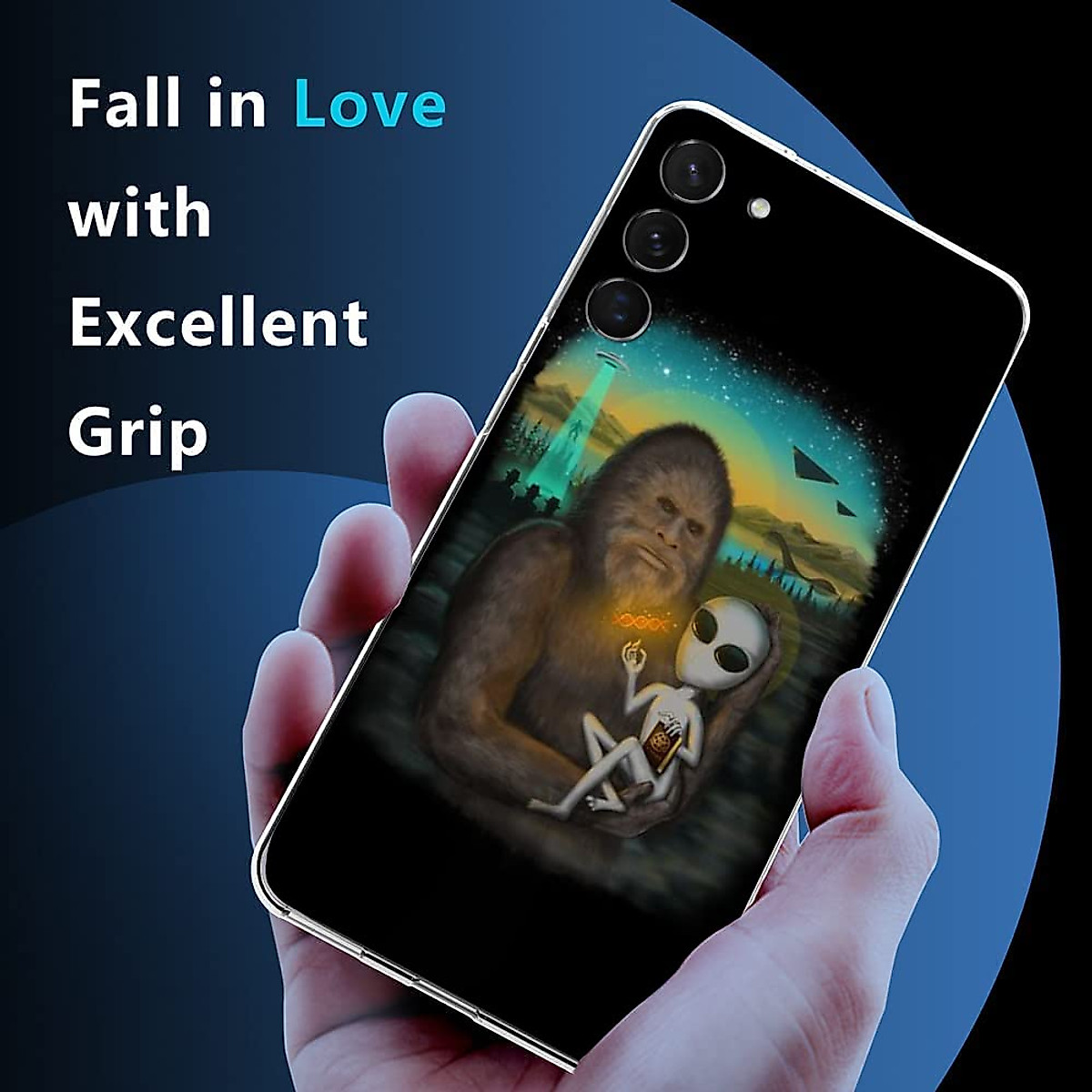 Designed for Samsung S20 FE Case, Vintage Fantasy Aliens and Bigfoot TPU Phone Case for Girls Women Men, Fashion Aesthetic Cool Protective Cover Clear Case