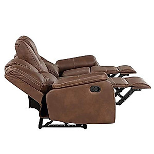 Steve Silver Katrine Brown Faux Leather Manual Reclining Sofa