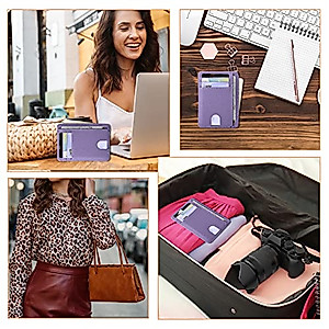 Giantree RFID Blocking Credit Card Case Holder, Slim Credit Card Sleeves ID Case Leather Wallet Coin Identity Credit Card Holder for Women Men(Purple)