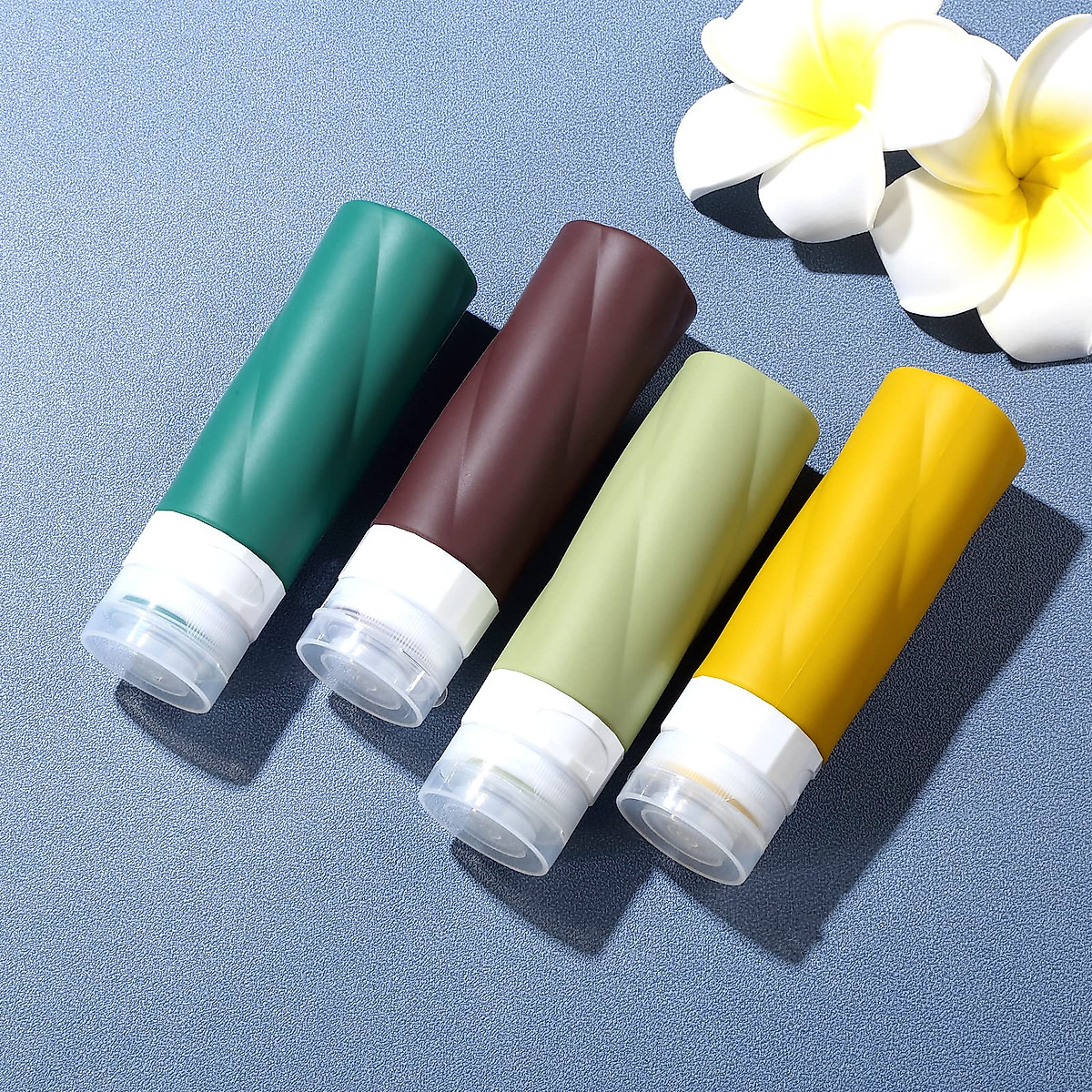 Gemice Travel Bottles for Toiletries, 3oz Tsa Approved Travel Size Containers BPA Free Leak Proof Travel Tubes Refillable Liquid Travel Accessories with Clear Toiletry Bag (4 Pack)