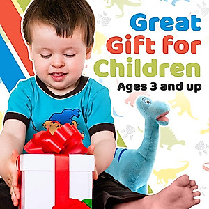 Little Chubby One Sensory Dinosaur Buckle Pillow - 11 Inch - Learning Activity Toy - Educational Toy Helps Develop Motor Skills Problem Solving Color and Number Recognition Ideal for Travel Great Gift