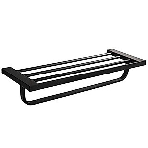 OMOONS Bathroom Shelf, Stainless Steel Towel Rack with Double Towel Shelf, Wall-Mounted Shower Shelf Organizer