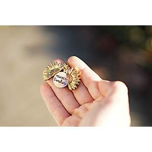 MyLittleSunflower - You are My Sunshine Necklace - Sunflower Necklace Locket with Engraved Hidden Message Pendant for Women, Mother, Daughter