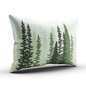 Healbrighting Pillow Cases Forest Green Summer Woods Evergreen Coniferous Trees Home Decorative Pillowcase Standard 20 x 26 Inch One Side Pattern Throw Pillow Covers