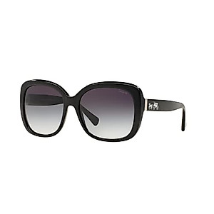 COACH Woman Sunglasses Black Frame, Grey Gradient Lenses, 58MM
