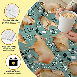 Floral Capybaras Blanket | Funny Gift for Cabybara Lover | 40"x50" Cute Capybara Flannel Blanket for Boys Girls| Capybaras Plush Blanket Decor for Couch Sofa Bedroom | Cabybara Lover Gift