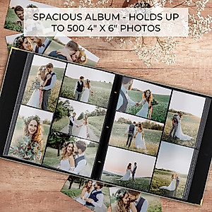 Beautiful Linen Photo Album For 4x6 Photos - Safely Holds Up To 500 Pictures of Unique Memories - The Perfect Large Photo Book To Store All Pictures of Treasured Family, Baby or Wedding Moments