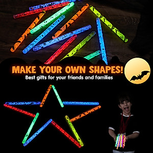 JOYIN 30 Pcs Halloween Glow Sticks Bulk Party Pack, Hanging Wands in 8 Designs, 6 Colors Light Up Sticks for Kids Glow in The Dark Halloween Party Favor Supplies, Halloween Goodie Bag Filler