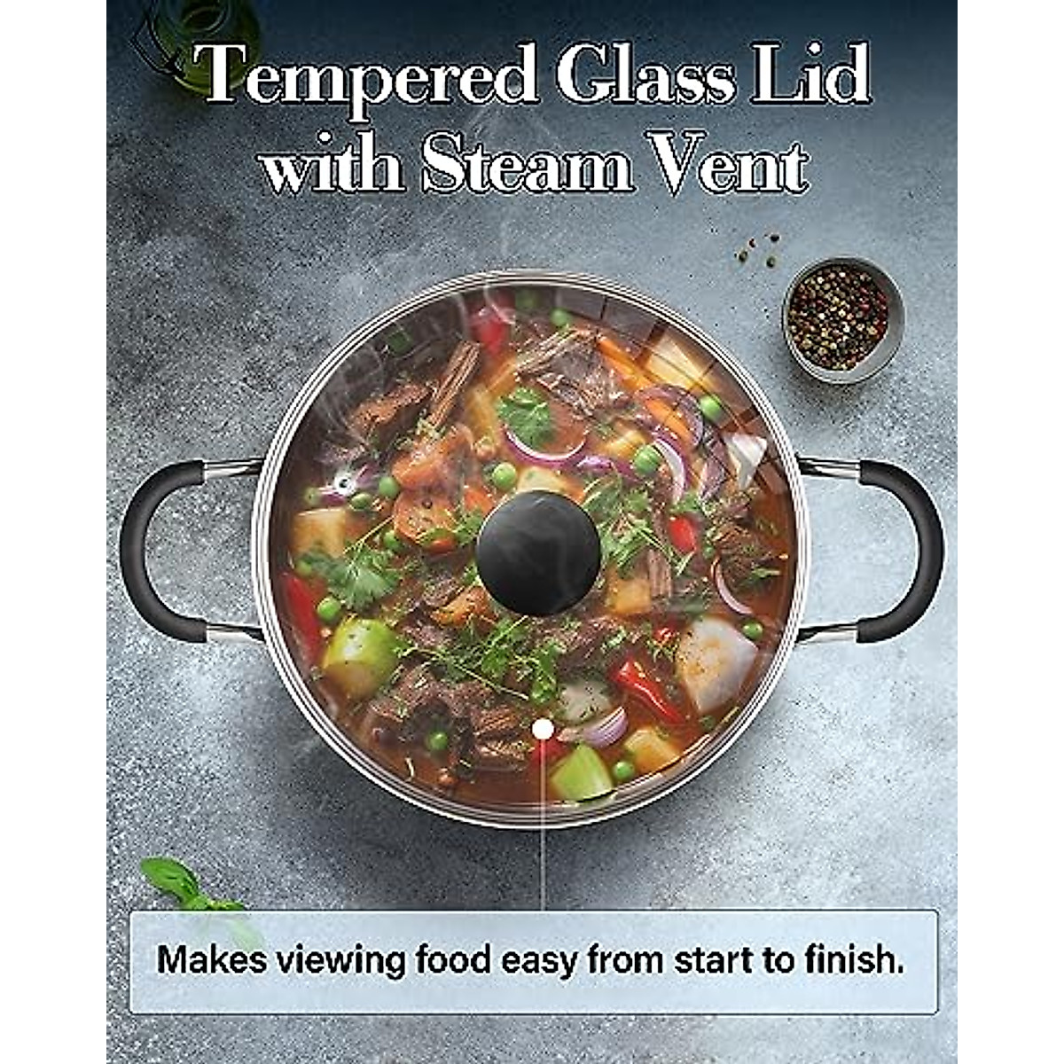 Cook N Home Nonstick Stockpot with Lid 10.5-Qt, Deep Cooking Pot Cookware Canning Stock Pot with Glass Lid, Black