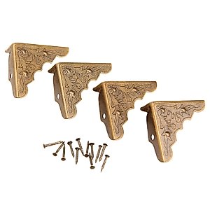 16Pcs Antique Brass Jewelry Box Corner Chest Corner Protector Guard Edge Cover-1.26"x1.26"x0.43"