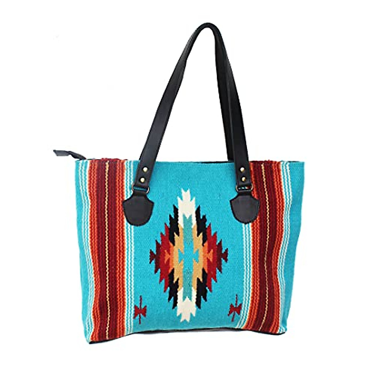 CHALLENGER Women's Handwoven Wool Rodeo Shoulder Handbag Tote Purse Turquoise 103RT11