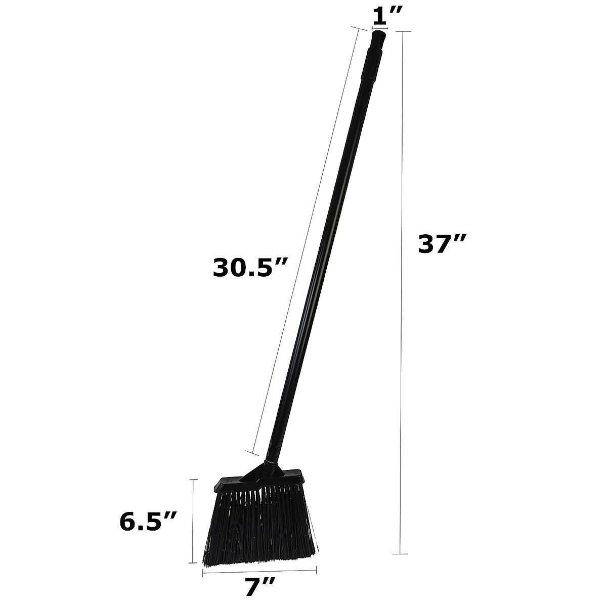 Janico 4051 Bristles Lobby Angle Broom, Flagged Bristles, Metal Handle,Black