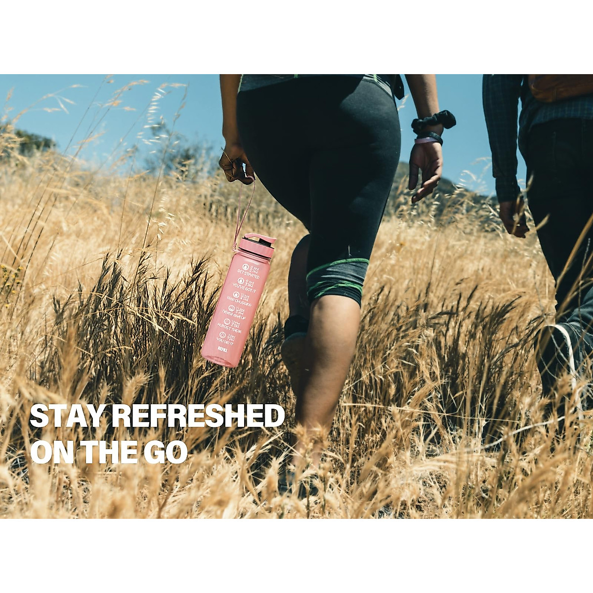 NOIFYS 32oz Motivational Fitness Sports Water Bottle with Time Marker, BPA Free Drinking Bottle with Removable Strainer, Fast Flow Leak Proof Non-Toxic for Adults to Gym and Sports