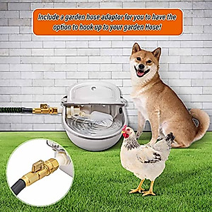 ZHEQOGZH Automatic Cow Drinking Water Bowl Trough Dispenser for Livestock Dog Pig Chicken Waterer Stainless Steel Automatic Waterer Bowl with Float Valve Drain Plug, Garden Hose Connector (3/4" GHT)