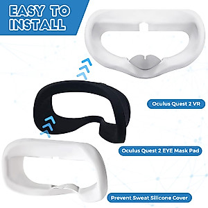 3 Pieces Eye Silicone Cover Silicone Face Covering Compatible with Oculus Quest 2 Sweatproof Lightproof Leakproof (White)