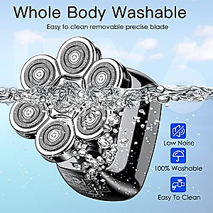 Head Shaver for Men, Electric IPX7 Waterproof Wet/Dry Beard Facial Nose Hair Trimmer, 7D Ultimate Mens Cordless Rechargeable Rotary Shaver Razor with Brushes, Combs & Massager, LED Display