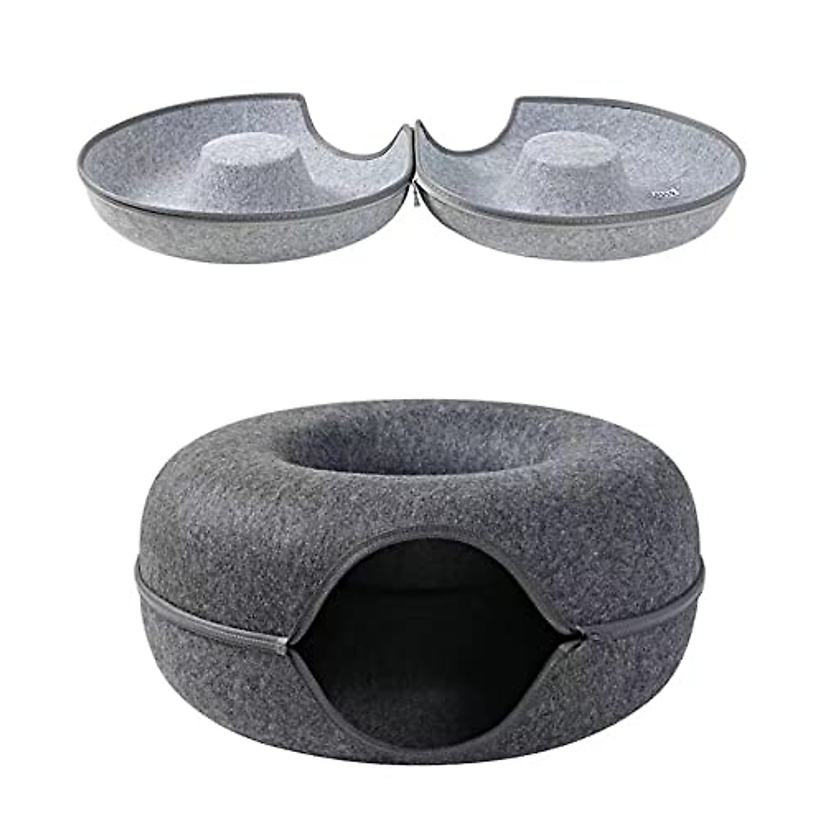 Cat Felt Tunnel Toy, Cat Donut Tunnel. Interactive Play Toys for Cats. Cat Tunnels for Indoor Cats, Great Toy for Cats Small Animals Grey,Dark Grey,Large