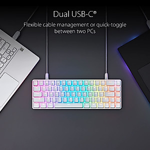 ASUS ROG Falchion Ace 65% RGB Compact Gaming Mechanical Keyboard, Lubed ROG NX Brown Switches & Switch Stabilizers, Sound-Dampening Foam, PBT Keycaps, Wired with KVM, Three Angles, Cover Case-Black