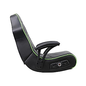 X Rocker Limewire Floor Gaming Chair - Headrest Mounted Speakers - 2.1 Bluetooth - Recliner with Padded Armrests - Black with Green