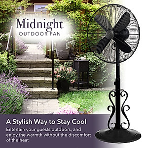 DecoBREEZE Pedestal Standing Fan, 3 Speed Oscillating Fan with Adjustable Height, Ebony, Antique Fan, 18 inches