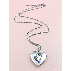 YOUFENG Unicorns Gifts for Her Love Heart Locket Necklace that Holds Pictures Enamel Locket Pendant Gifts for Women