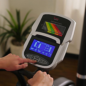 Sunny Health & Fitness Electric Eliptical Trainer Elliptical Machine w/Device Holder, Programmable Monitor and Heart Rate Monitoring, 300 LB Max Weight and 20" Stride - SF-E3875, Black