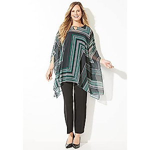 Catherines Women's Plus Size Keyhole Georgette Poncho - 4X/5X, Black Zigzag (2594)