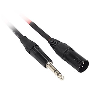 Rockville RCXMB3R 3' Male REAN XLR to 1/4'' TRS Cable Red 100% Copper, 3 FT (RCXMB3-R)