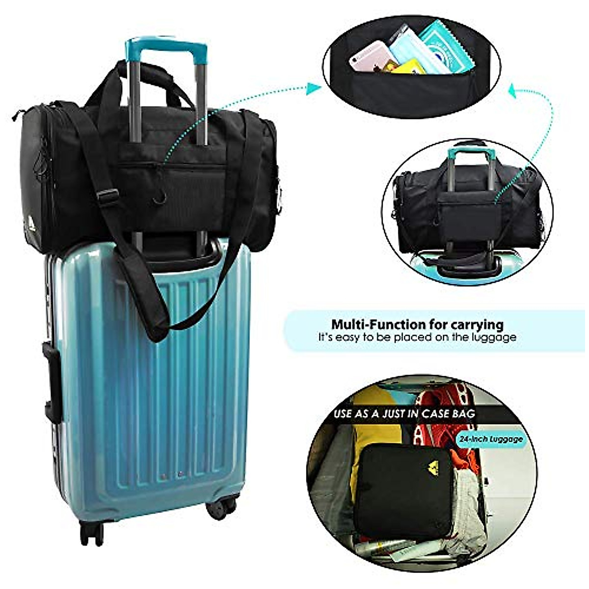 Duffle Bag for Men Ultra-Lightweight Foldable Gym Duffle Bag | 40L Capacity Shoes Compartment & WetPocket | Multi-Function Carry | Perfect for Travel & Workout Beach Bag Tote Bag for Women