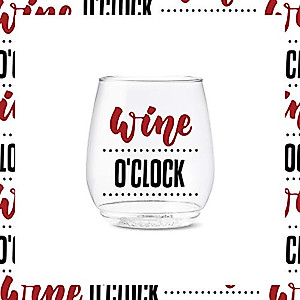 TOSSWARE POP 14oz Vino All About Wine Series, SET OF 6, Premium Quality, Recyclable, Unbreakable & Crystal Clear Plastic Printed Glasses