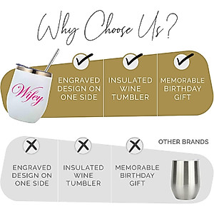Your Dream Party Shop Wifey Tumbler, White Stainless 12oz Steel Wine Mrs Tumbler with Lid and Straw, Wifey Gifts, Mrs Cup, Perfect Future Bride Tumbler or Cool Bridal Shower Gift for the Bride To Be!
