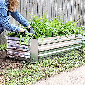 Sunnydaze Corrugated Galvanized Steel Raised Garden Bed - 48-Inch x 11.75-Inch Rectangle Planter for Plants, Vegetables, and Flowers - Silver