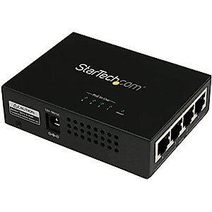 StarTech.com 4 Port Gigabit Midspan - PoE+ Injector - 802.3at and 802.3af - Wall-mountable Power over Ethernet Midspan , TAA (POEINJ4G)