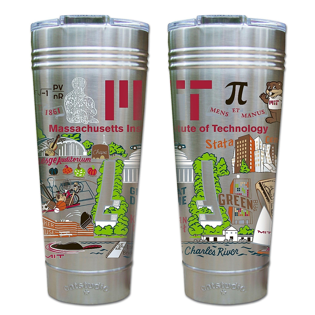 Catstudio Massachusetts Institute of Technology (MIT) of Collegiate Thermal Tumbler | Triple Wall Insulation With Non Slip Bottom | Great College Travel Cup for Water, Coffee, Tea, or Smoothies