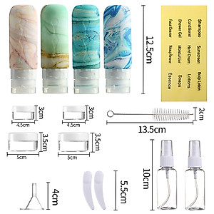 Gemice Travel Bottles Set for Toiletries 16 Pack, Leakproof Silicone Travel Bottles, Travel Essentials for Toiletries BPA Free TSA Approved Squeezable Refillable 3oz, for Shampoo Conditioner Lotion